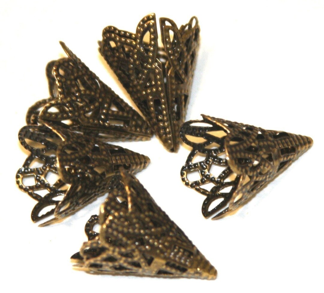 15 Pcs Antiqued Brass Filigree Cone Bead Cap 20x17mm (NF) - Etsy