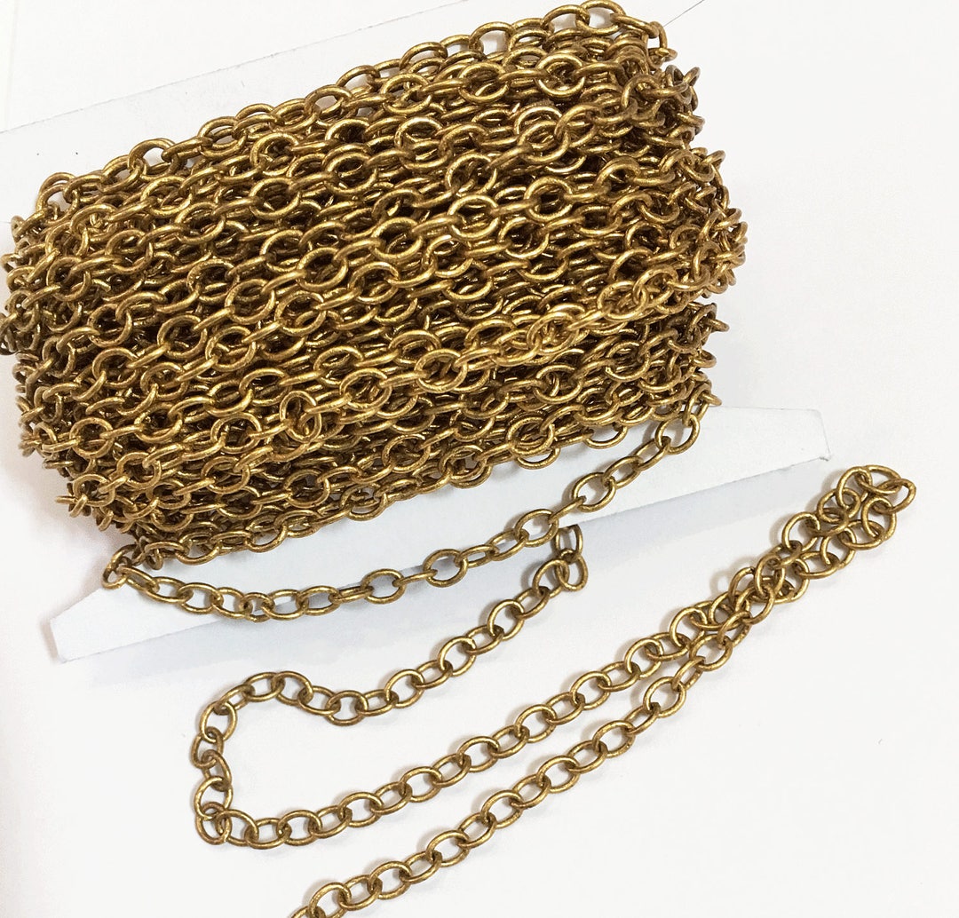 32ft Spool Antique Gold Plated Round Cable Chain 4x5mm , Gold Bulk ...