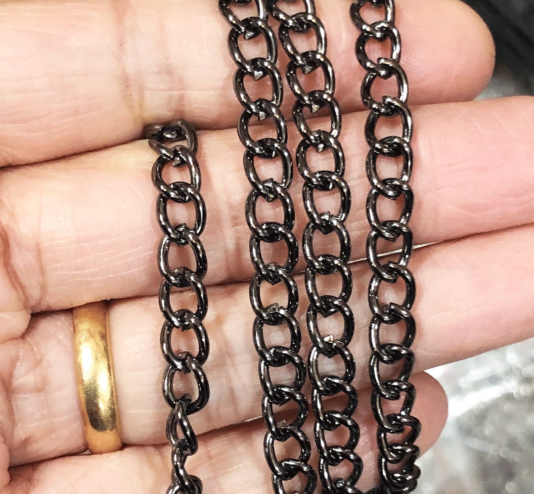 10ft Gunmetal Curb Chain: Black Iron, Charm Bracelet Chain (7.5x6mm) - Etsy