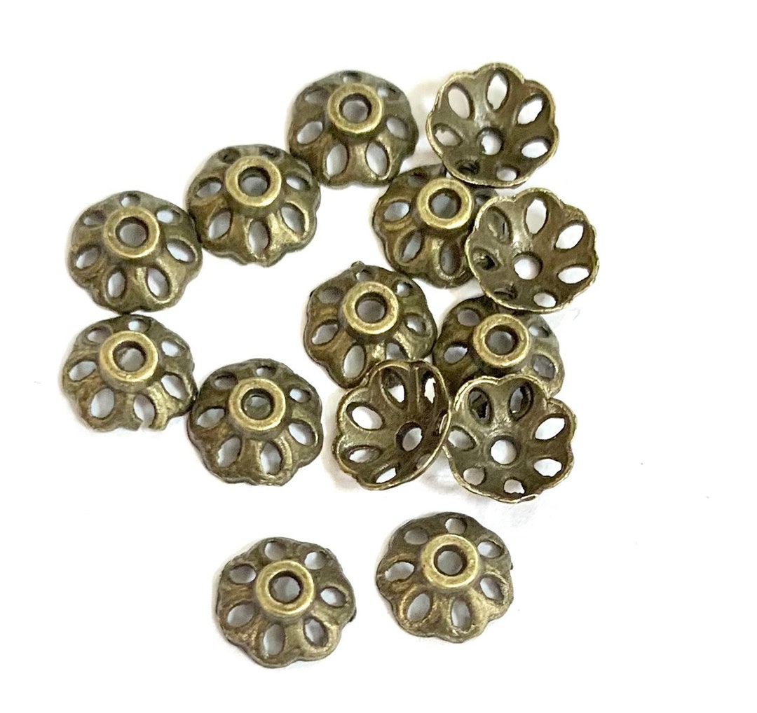 50 Antique Brass Flower Bead Caps: Jewelry Supplies (8x3.5mm) - Etsy