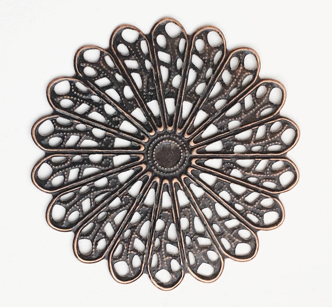 20 Pcs Antiqued Copper Filigree Sheets 45mm, Bulk Copper Plated Steel ...