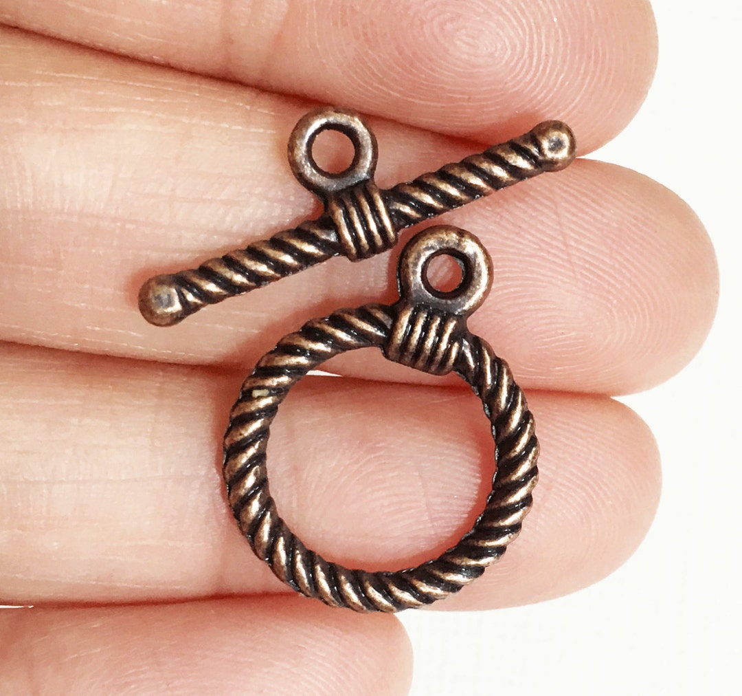 Bulk 50 Sets of Antique Copper Twisted Toggle Clasps 22x17mm, Antique ...