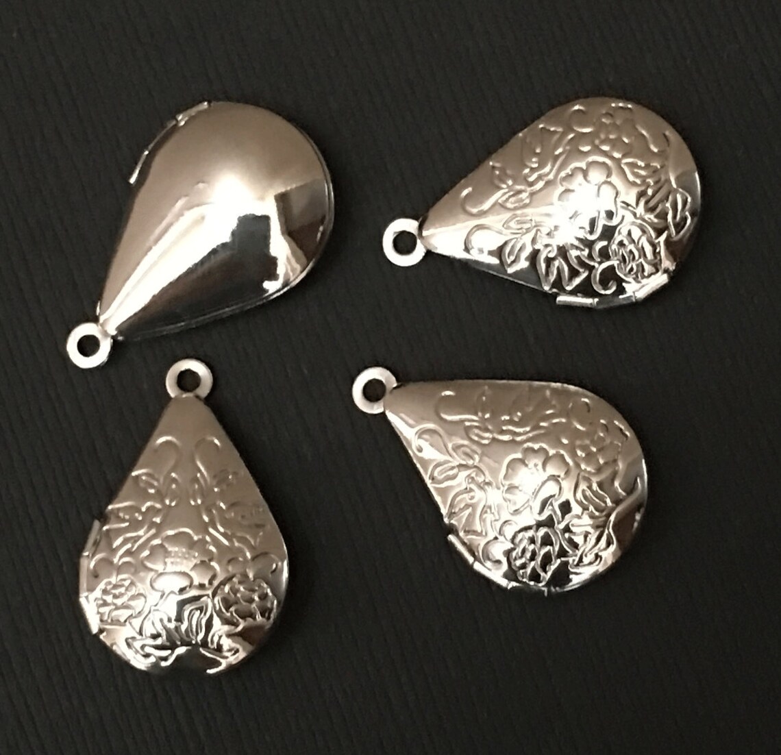 4 Pcs of Silver Plated Teardrop Locket Pendant 15x24mm - Etsy