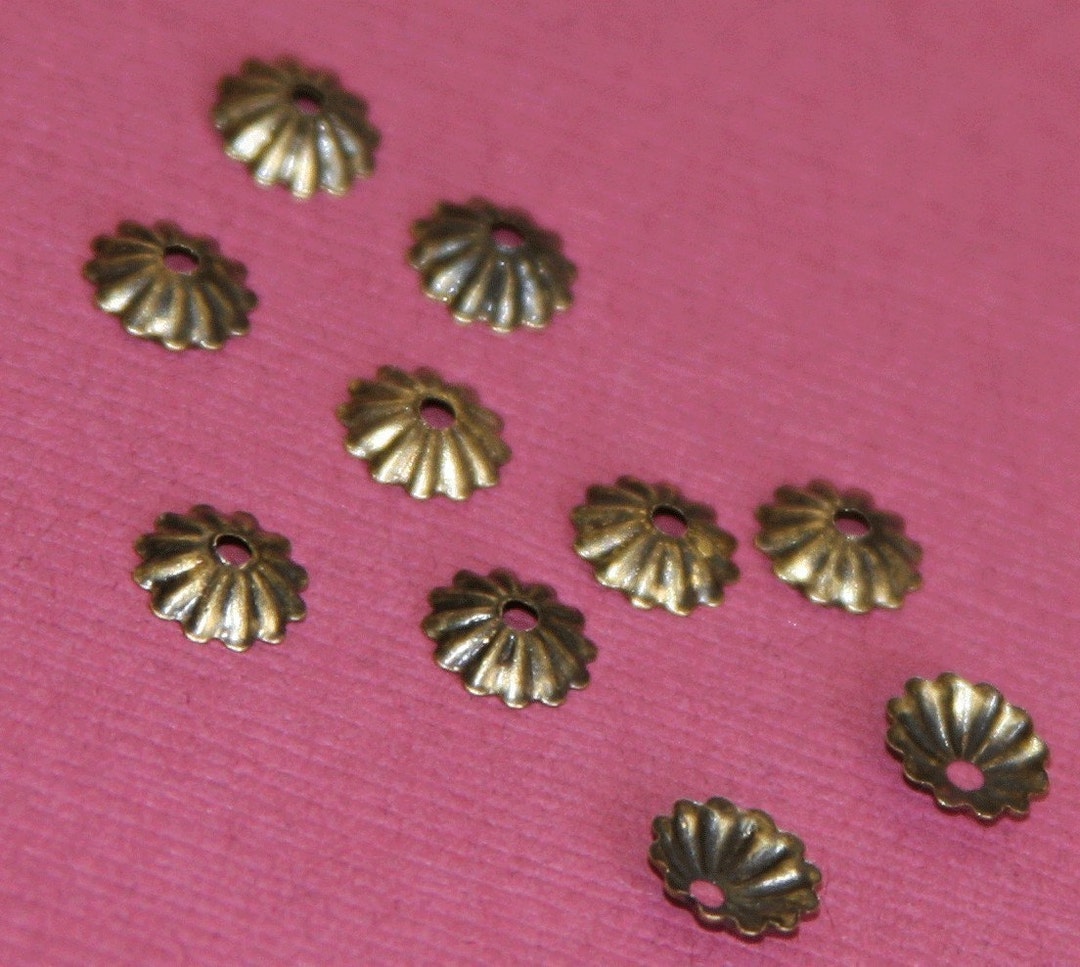 600 Pcs Antiqued Brass Ribbed Beadcap 4.25mm, Bulk Bead Caps - Etsy