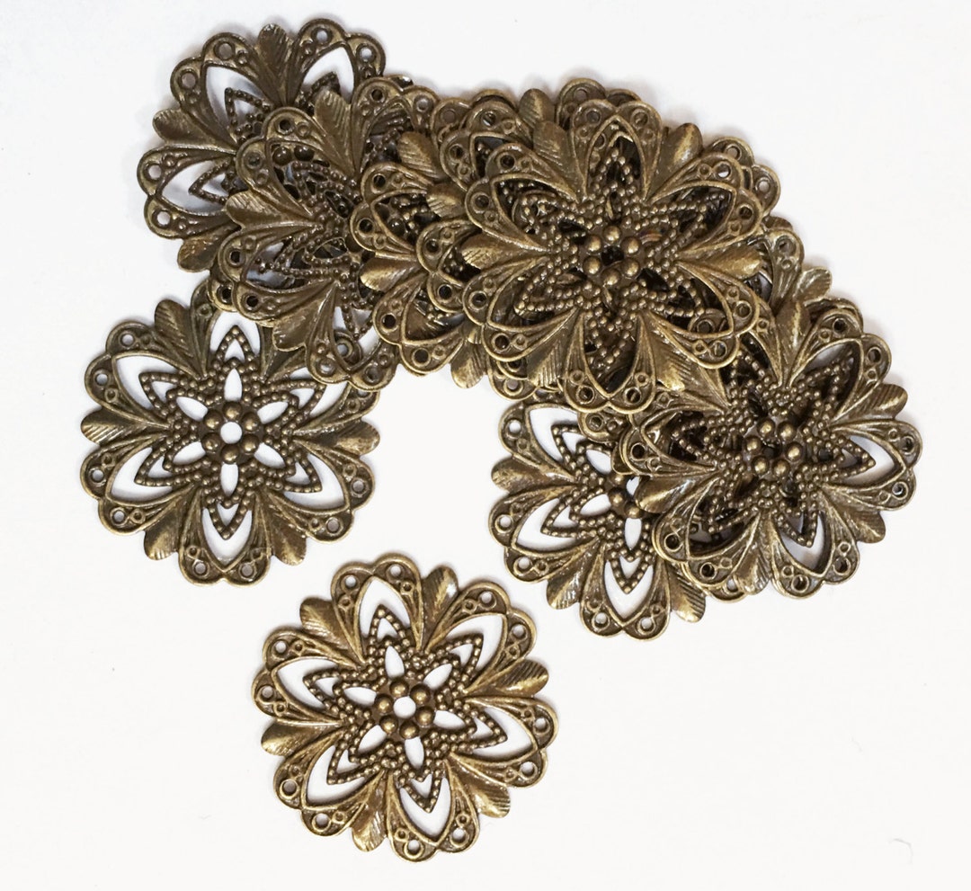 Bulk 200 Antique Brass Filigree Flower Connectors (20mm) - Etsy