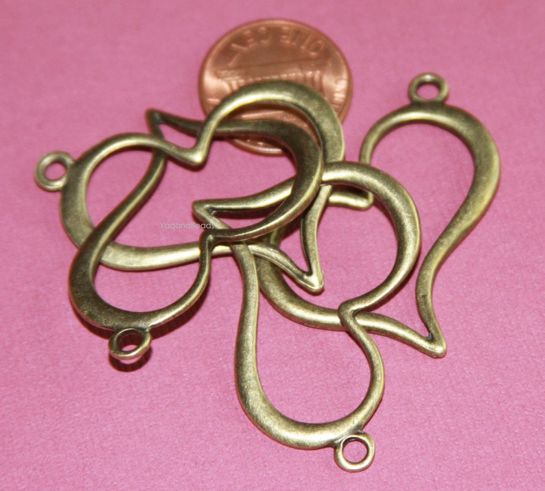 6 Pcs Antique Brass Open Heart Charm 38mm - Etsy