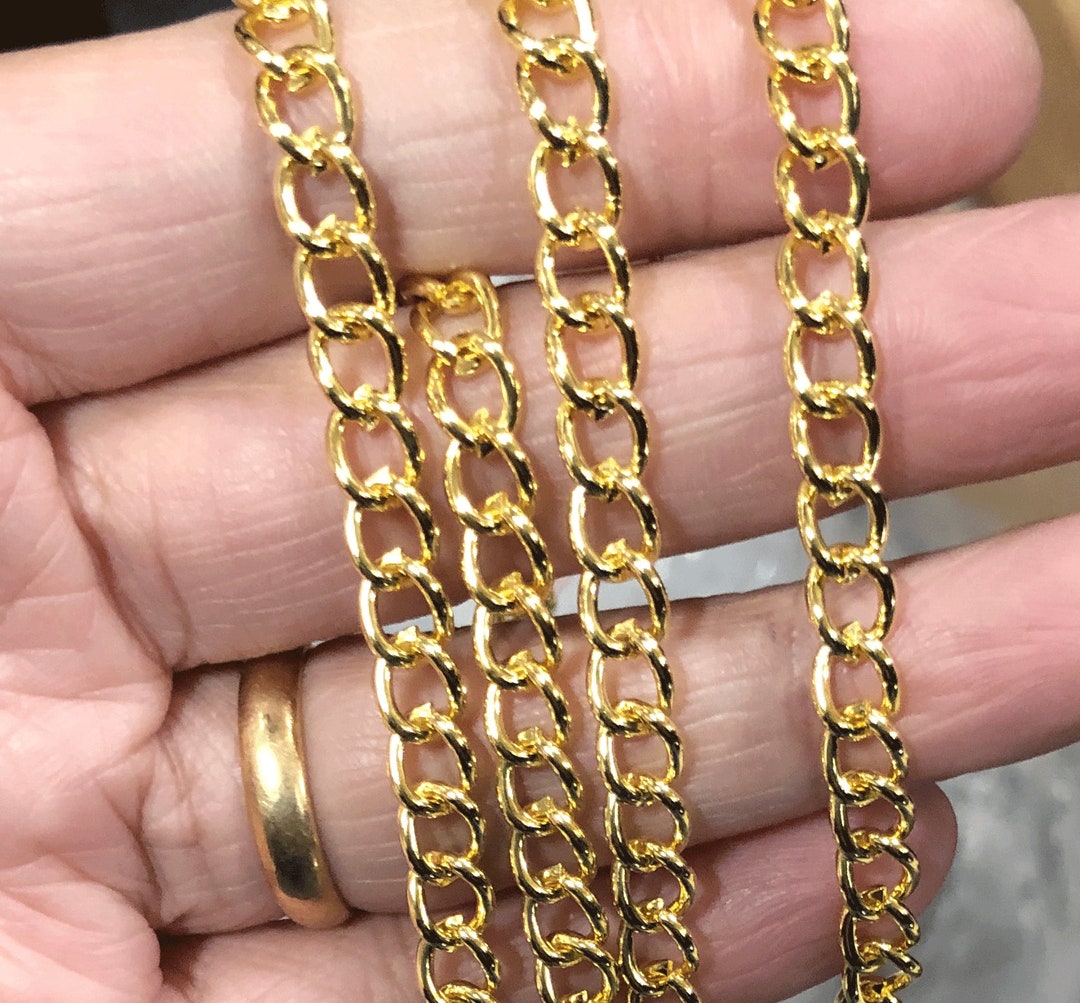 Gold Plated Curb Chain: 7.5x6mm Iron Charm Bracelet Chain (10ft) - Etsy