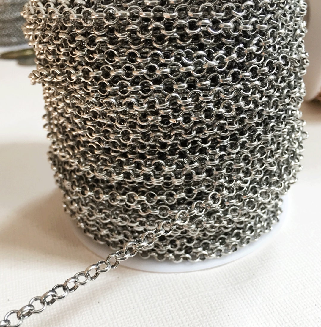 10 Ft Antique Silver Rollo Chain 3.2x1 Mm , Bulk Rolo Chain, Soldered ...