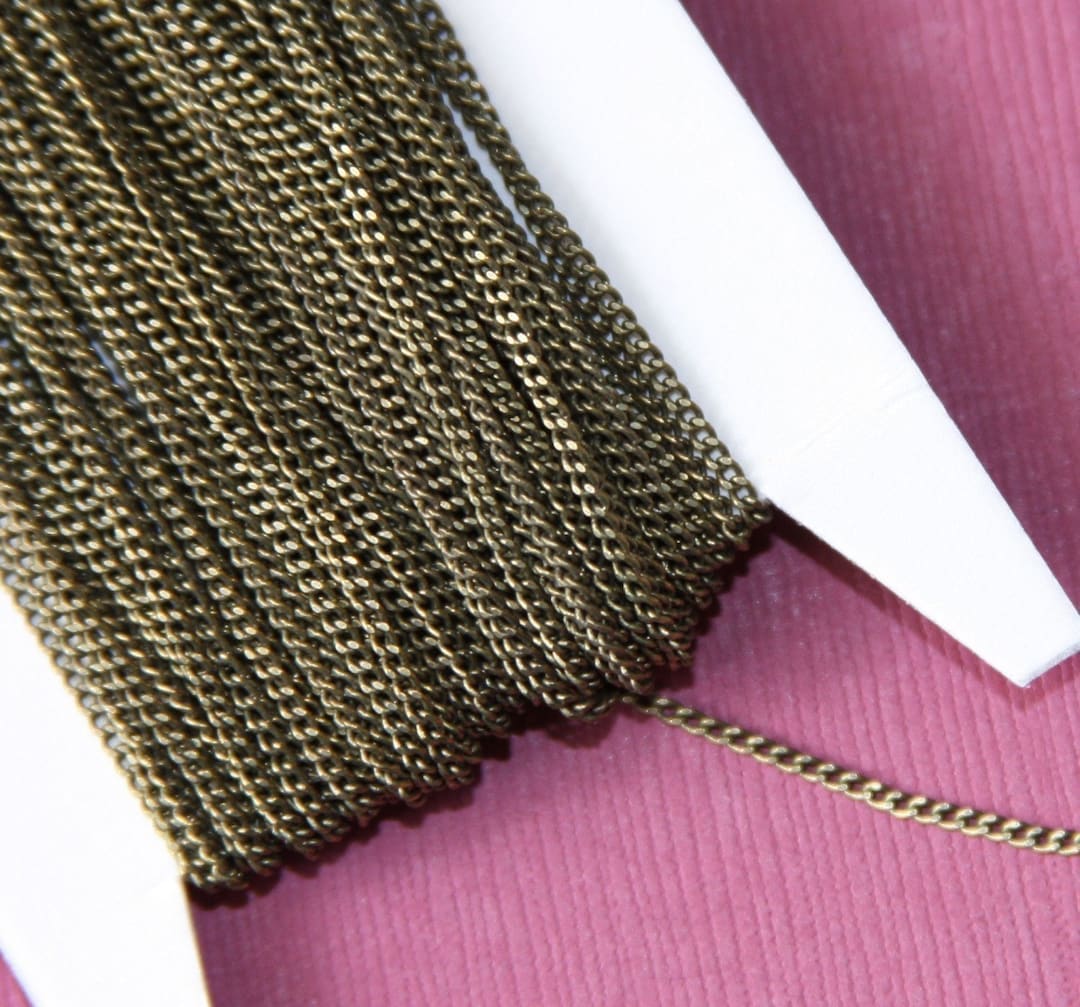 32ft Spool Antiqued Brass Tiny Curb Chain 1.3mm Soldered Links - Etsy