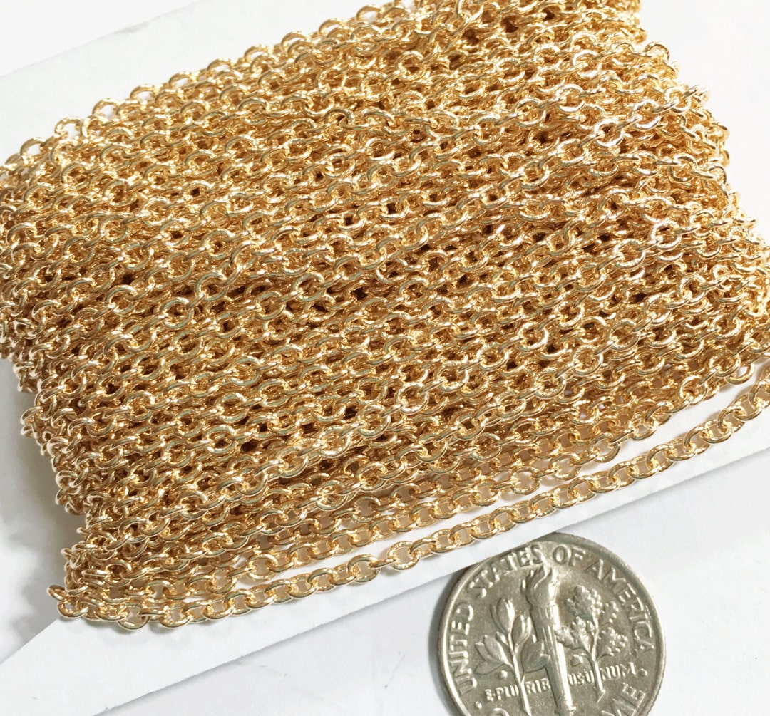 10 Ft Gold Plated Brass Round Cable Chain 2.2 X2.7mm, Bulk Gold Chain ...