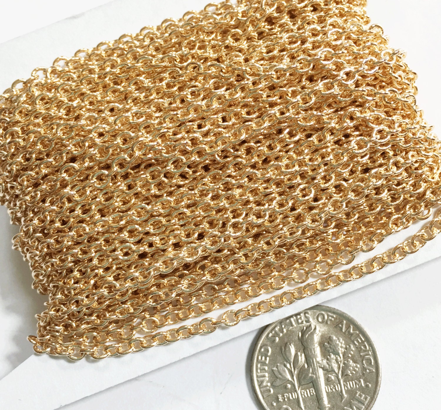 10 ft Gold plated Brass round cable chain 2.2 X2.7mm bulk | Etsy