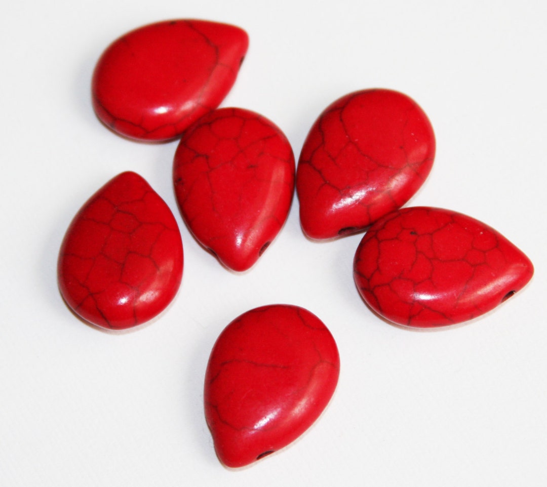 6 Pcs Red Howlite Turquoise Teardrop Beads 20x14mm - Etsy