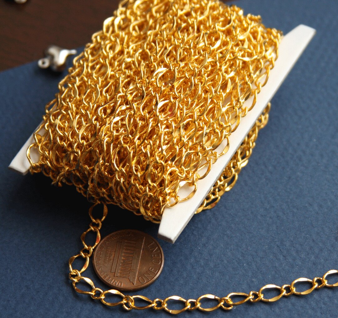 32ft Spool Gold Plated Hammered Soldered Chain 5x8mm - Etsy
