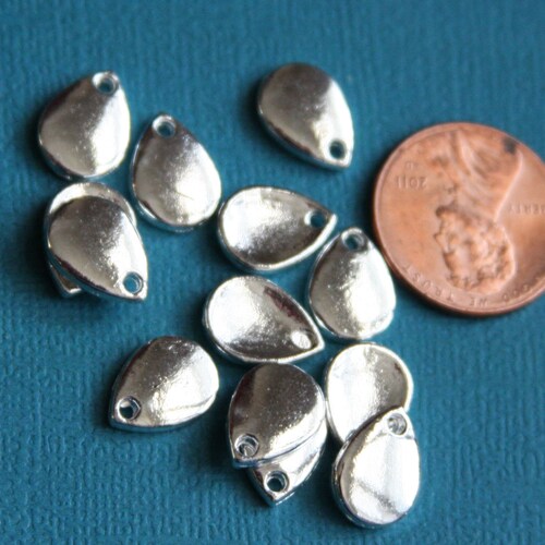 50 Pcs Silver Plated Teardrop 8x11mm | Etsy