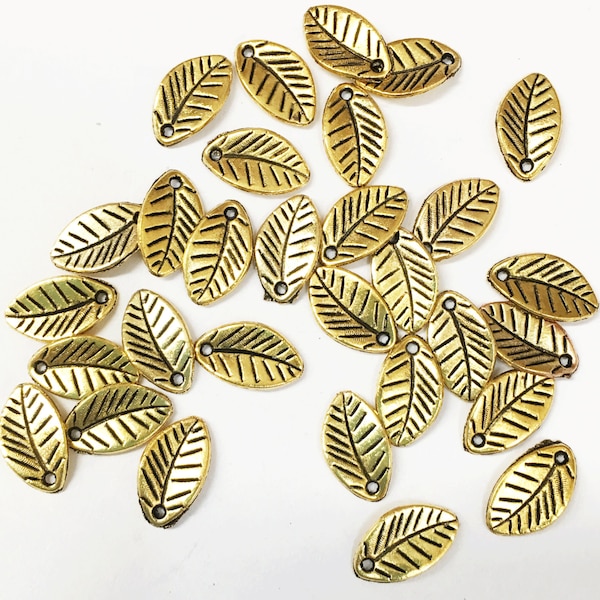 Gold Leaf Charm - Etsy