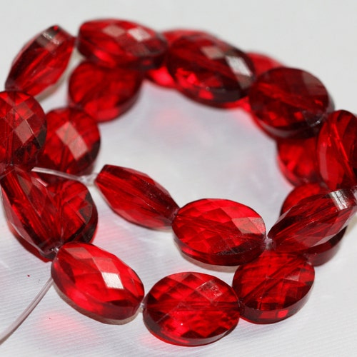 Glass Beads 30 Pcs. Red Faceted Beads 10mm X 7mm Beads - Etsy