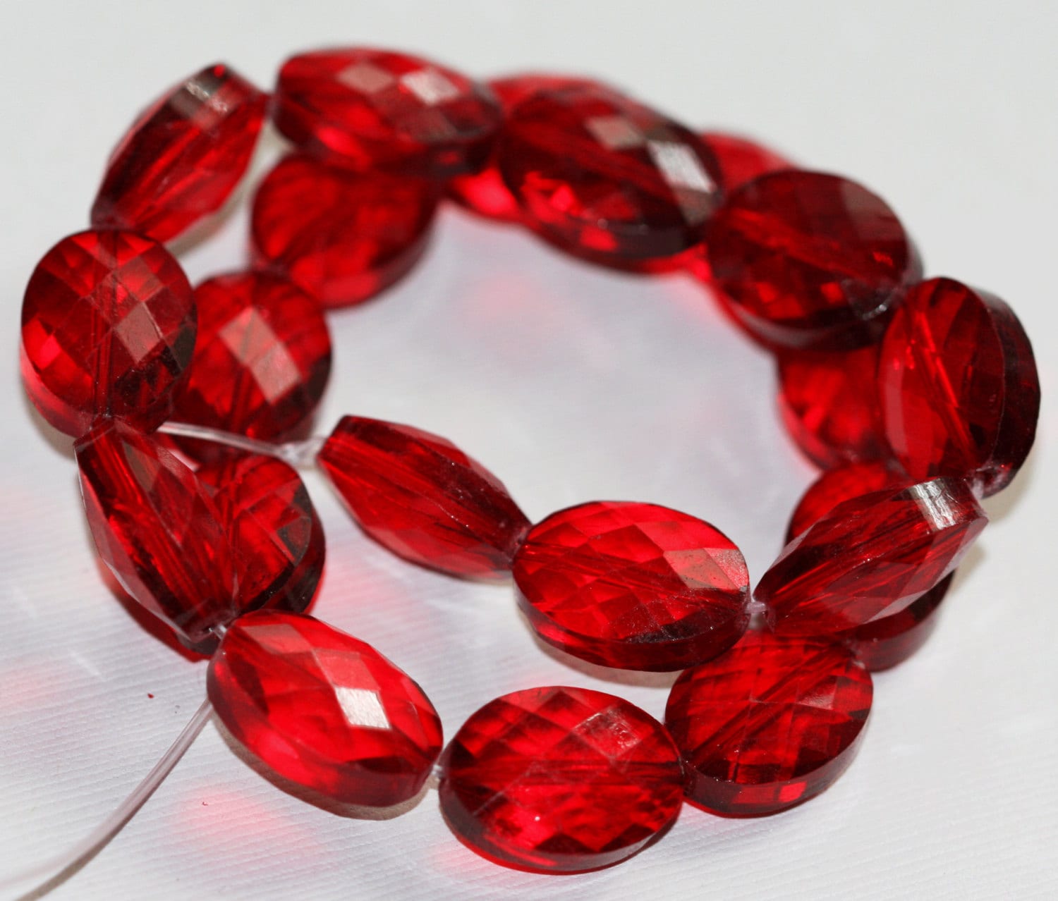 6 Pcs Red Glass Faceted Puffed Oval Beads 12x16mm - Etsy