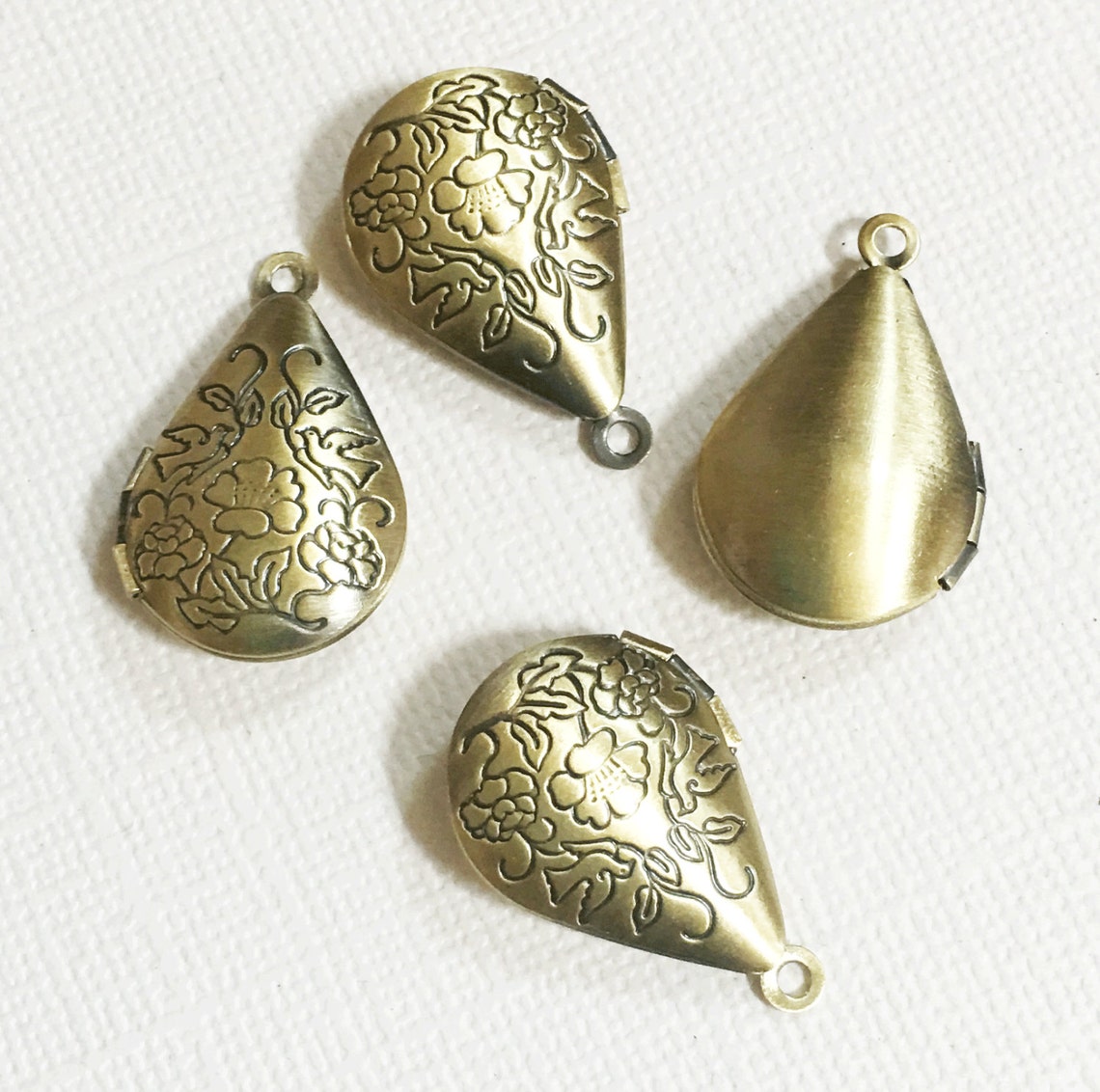 10 Pcs of Antique Brass Teardrop Locket Pendant 15x24mm - Etsy