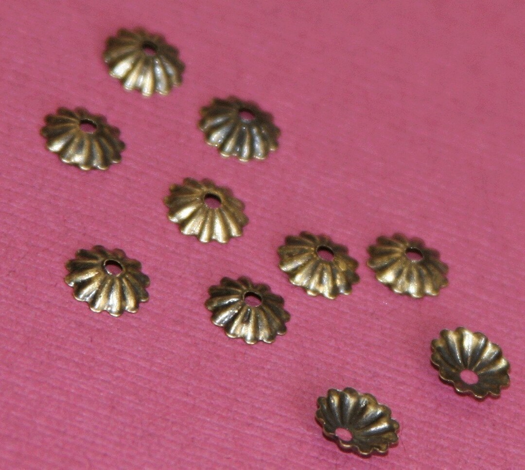 200 Pcs Antiqued Brass Ribbed Bead Caps 6mm - Etsy