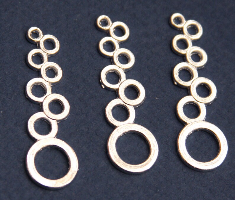 12 pcs Silver plated Circle drops 37x11mm | Etsy