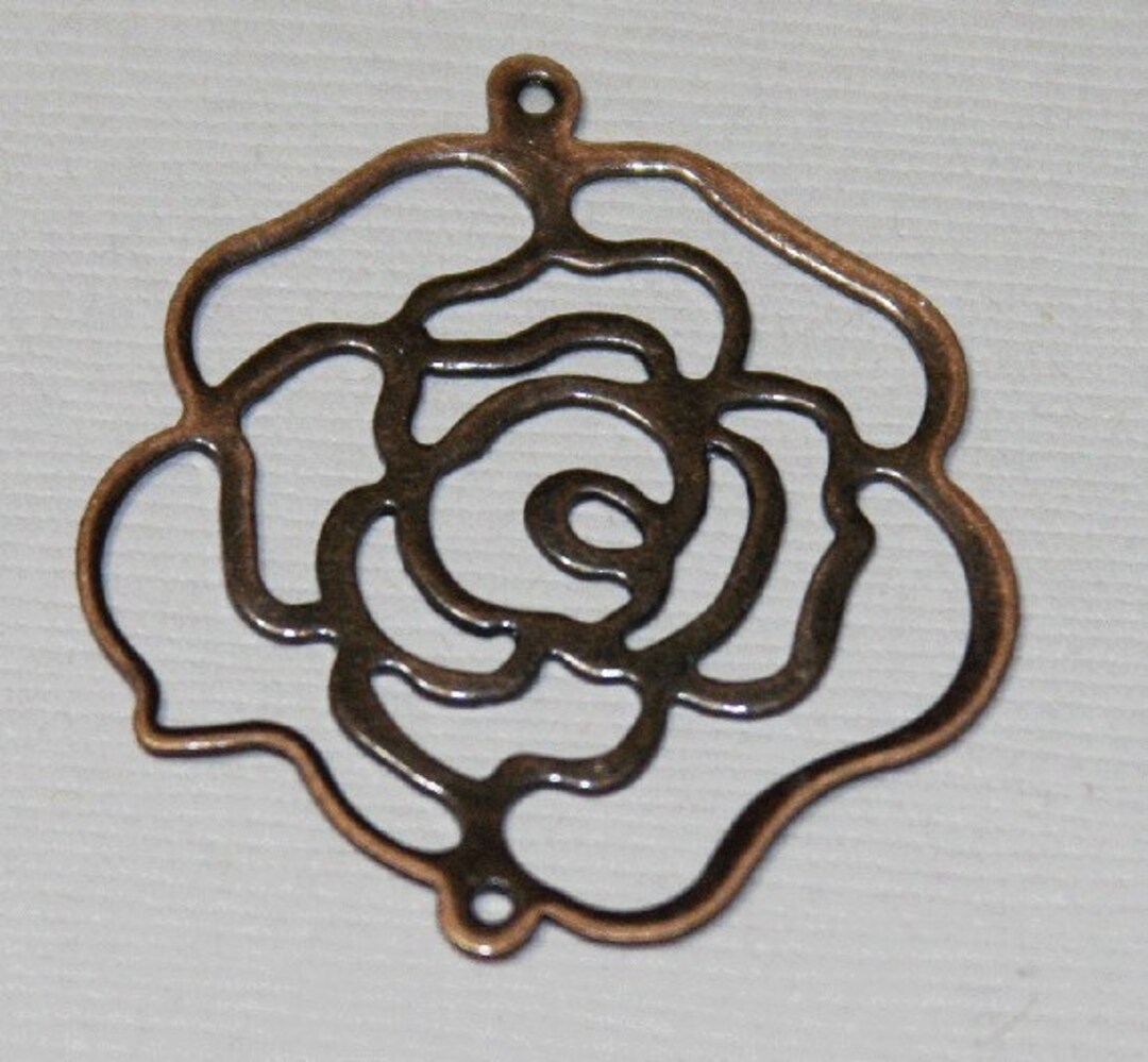 2 Pcs Antiqued Copper Plated Brass Rose Shape Connector Link 32x30.5mm ...