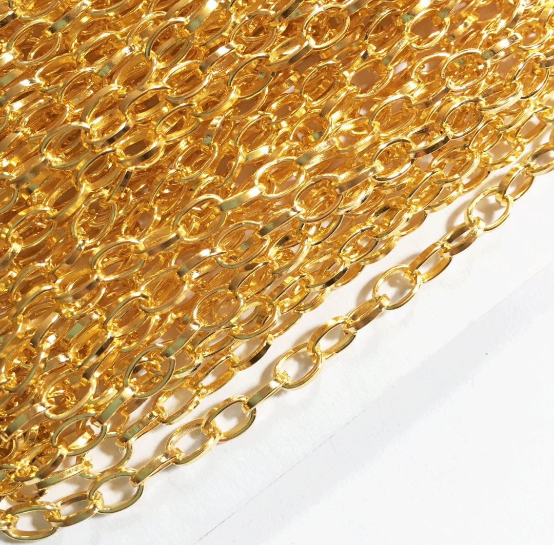 32ft Gold Plated Drawn Cable Chain 6x3.5mm, Bulk Gold Chain - Etsy