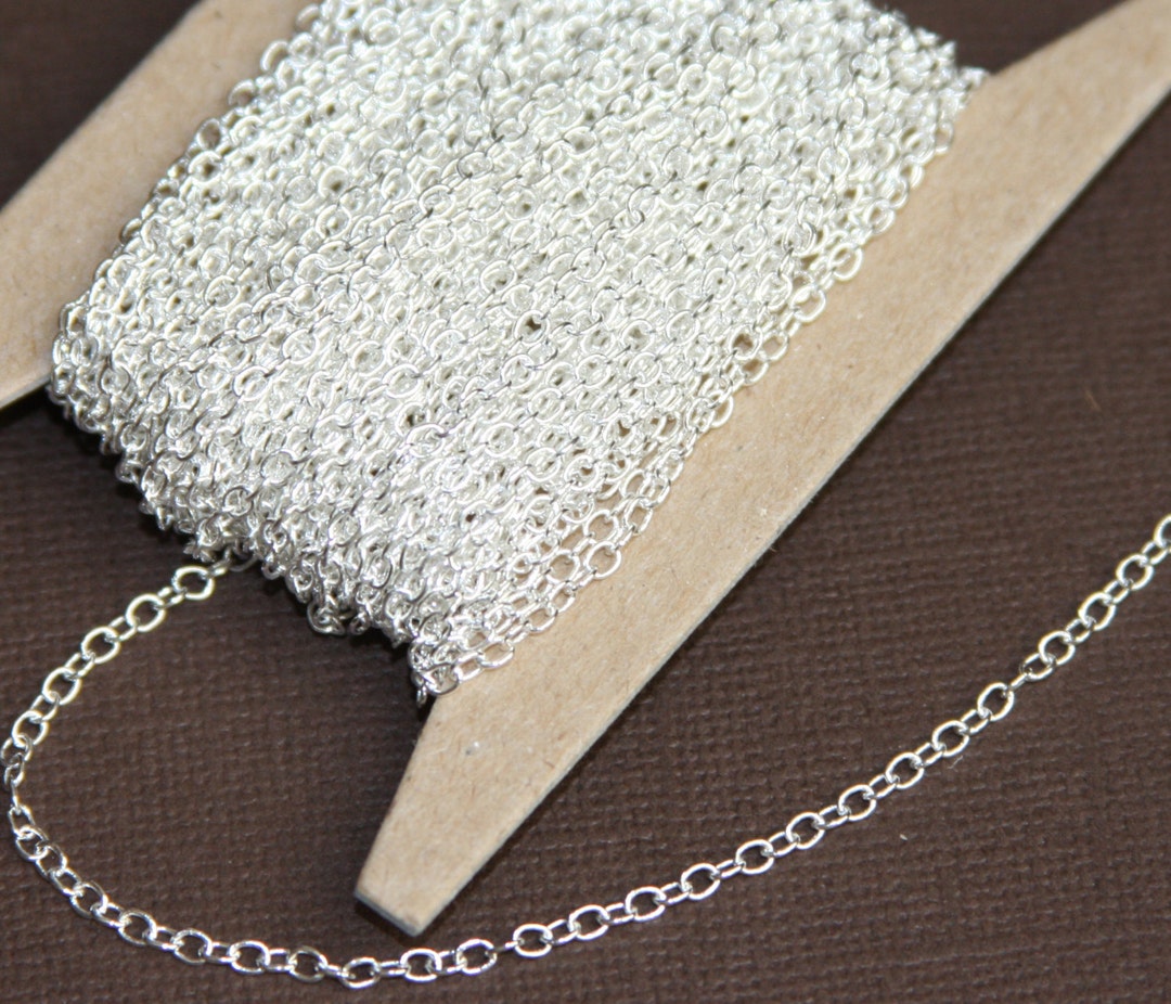 5 Ft Silver Plated Small Cable Chain,round Cable Chain 2x2.5mm, Small ...