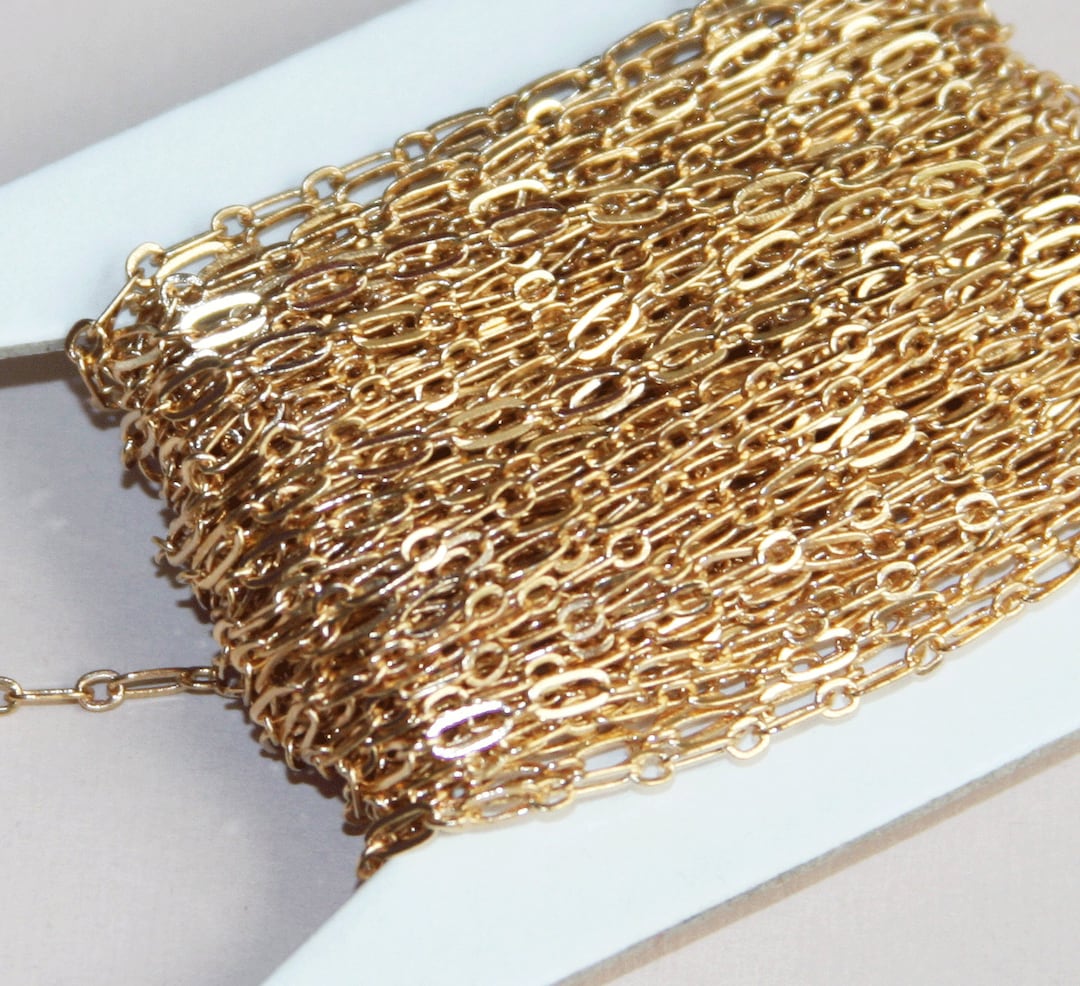 10ft Light Gold Color Chain Long and Short Link 4x2mm - Soldered Links ...