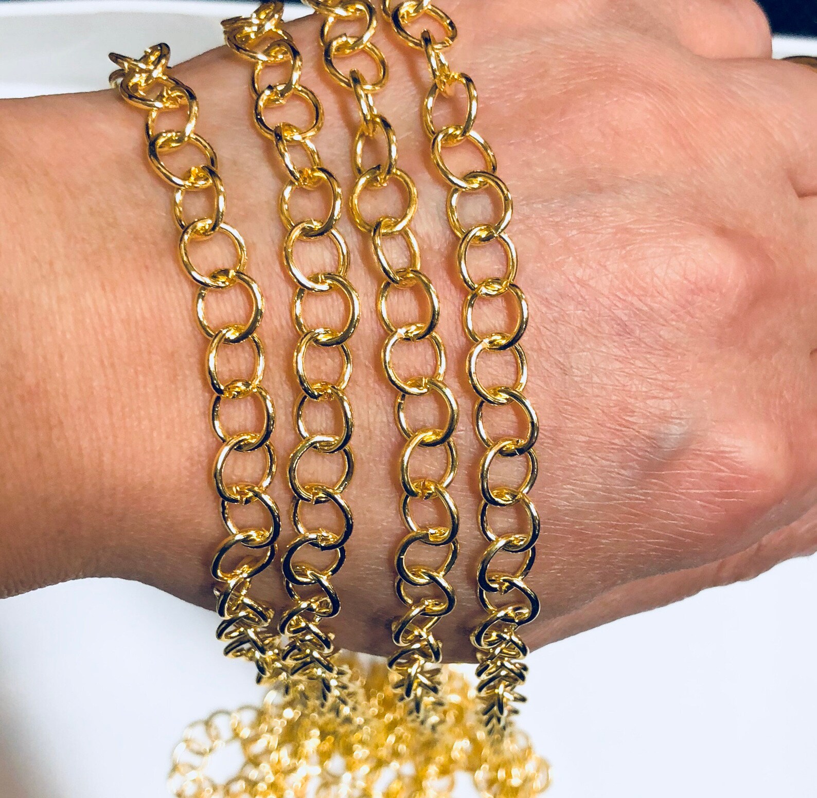 10ft Gold plated round cable chain 7mm | Etsy