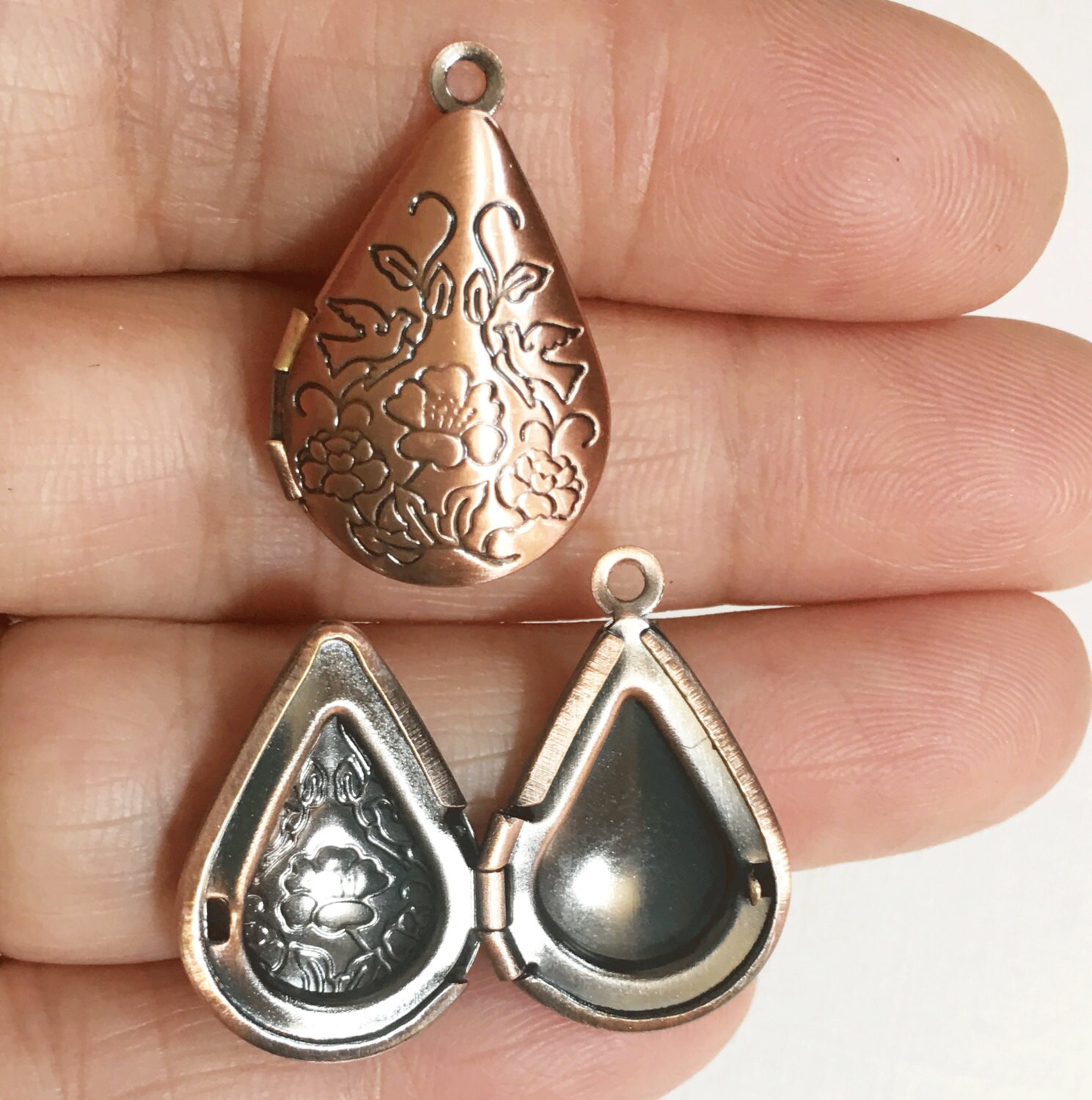 4 pcs of Antique copper teardrop Locket Pendant 15x24mm | Etsy