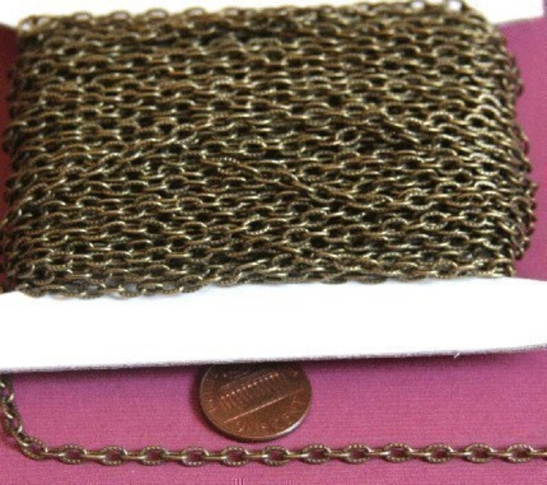 Sample 3ft Antiqued Brass Finished Texture Cable Chain 3x5mm - Etsy