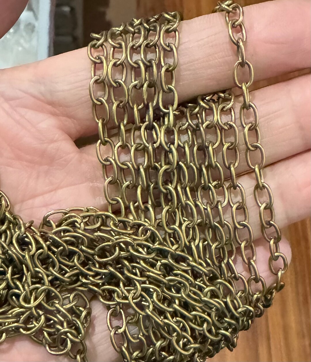 15ft Antiqued Brass Finished Over Iron Large Cable Chain 6.5x4mm - Open ...
