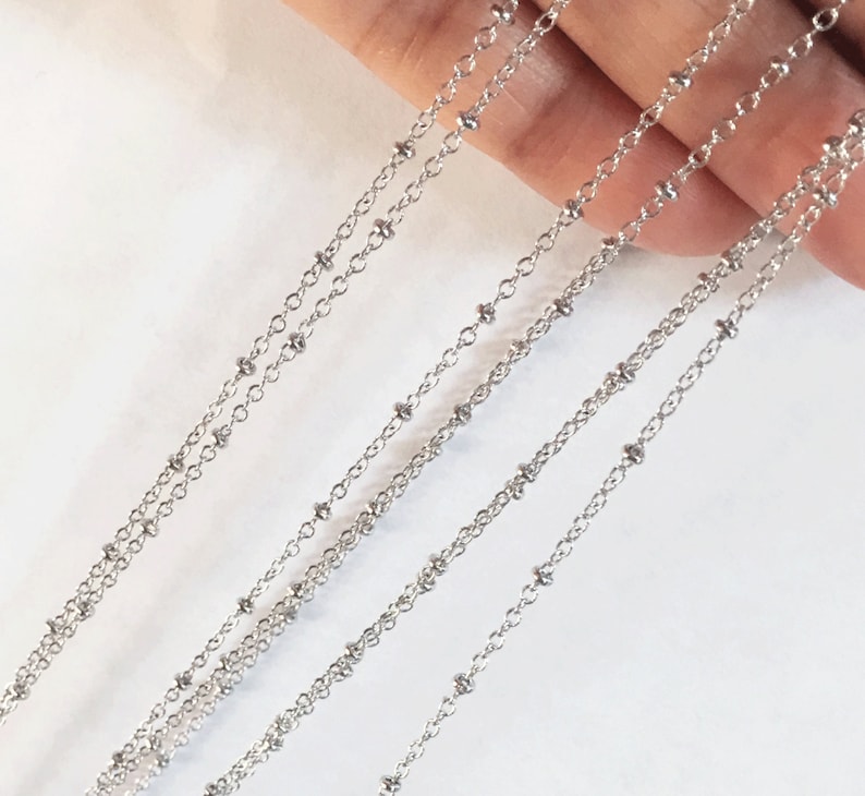 10ft Antique Silver Color Plated Brass Chain With Beads | Etsy