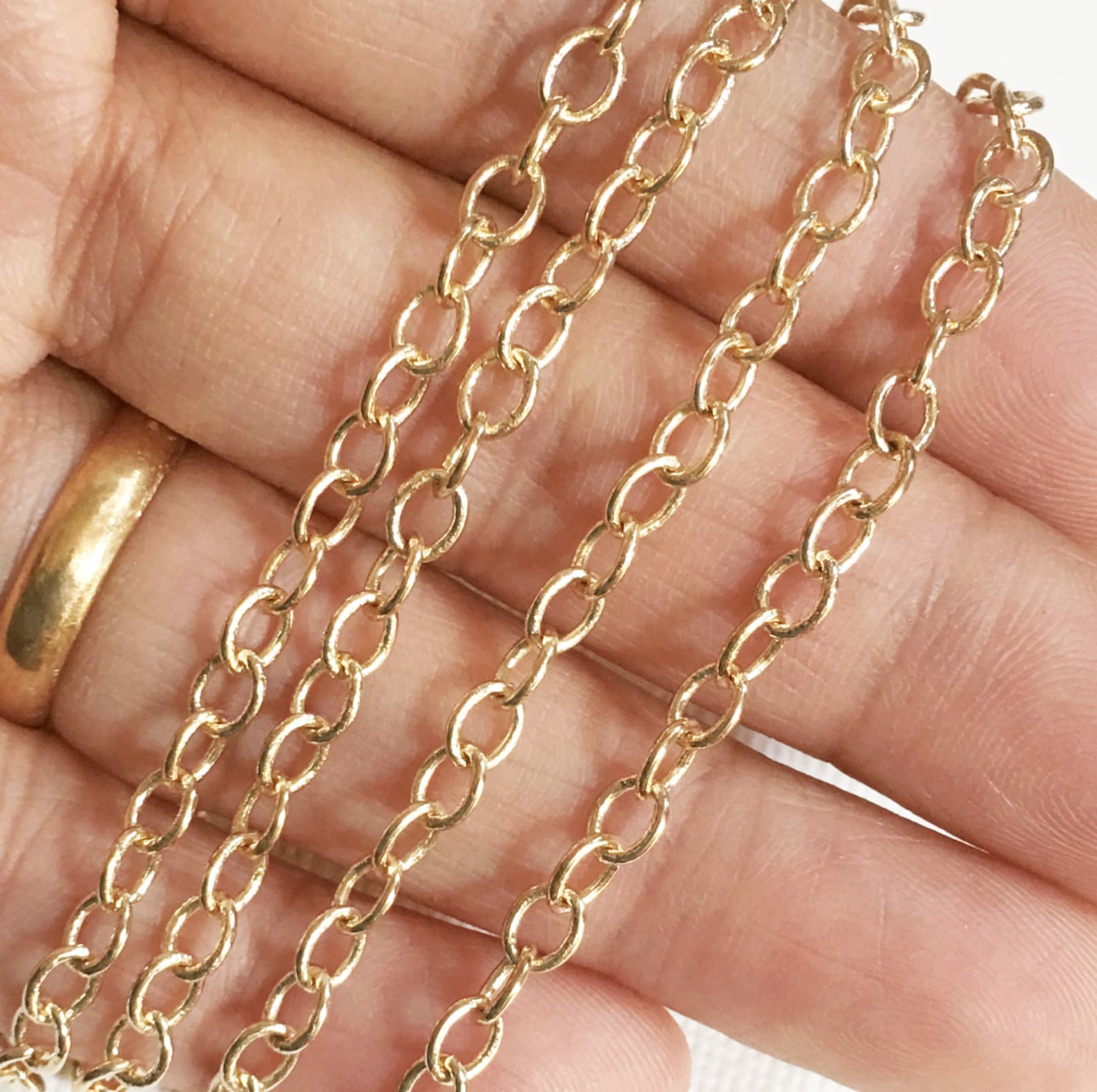 100ft Spool Light Gold Plated Round Cable Chain 4x5mm Gold - Etsy Canada