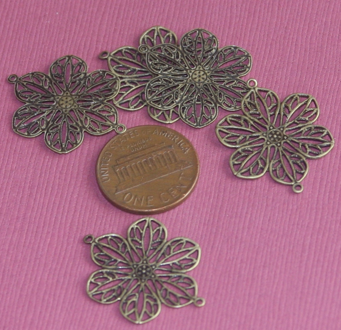 20 Pcs Antique Brass Filigree Flower Links 22mm - Etsy