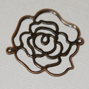 2 Pcs Antiqued Copper Plated Brass Rose Shape Connector Link 32x30.5mm ...