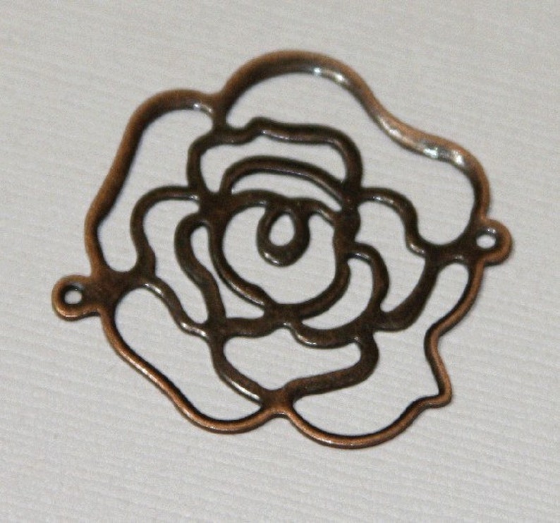 2 Pcs Antiqued Copper Plated Brass Rose Shape Connector Link | Etsy