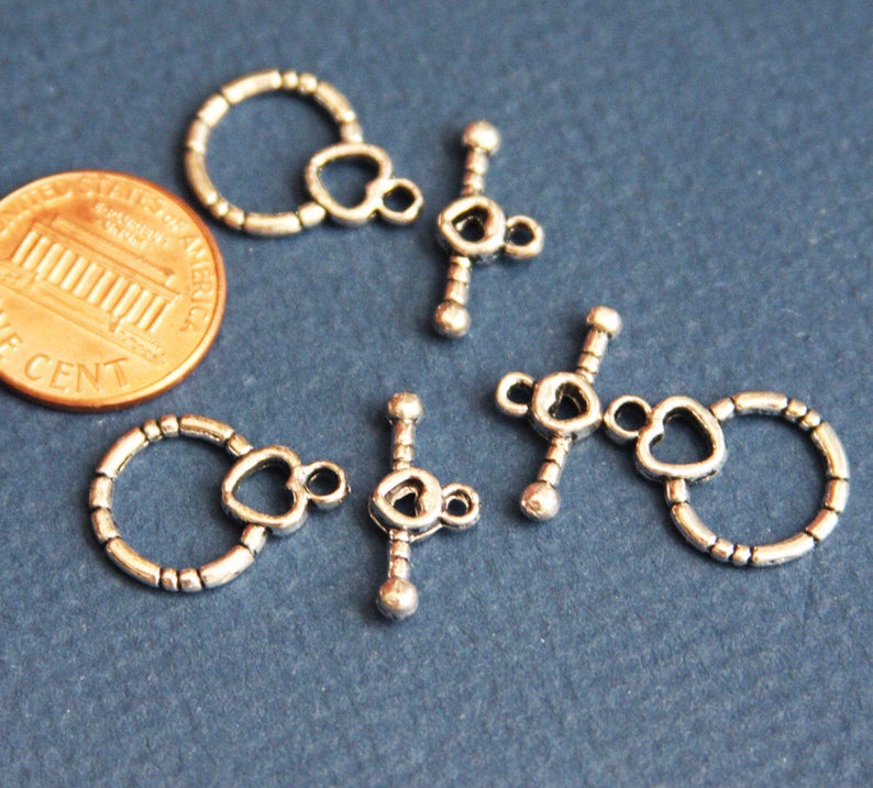 10 Sets of Antiqued Silver Fancy Toggle Clasps 18x13mm | Etsy