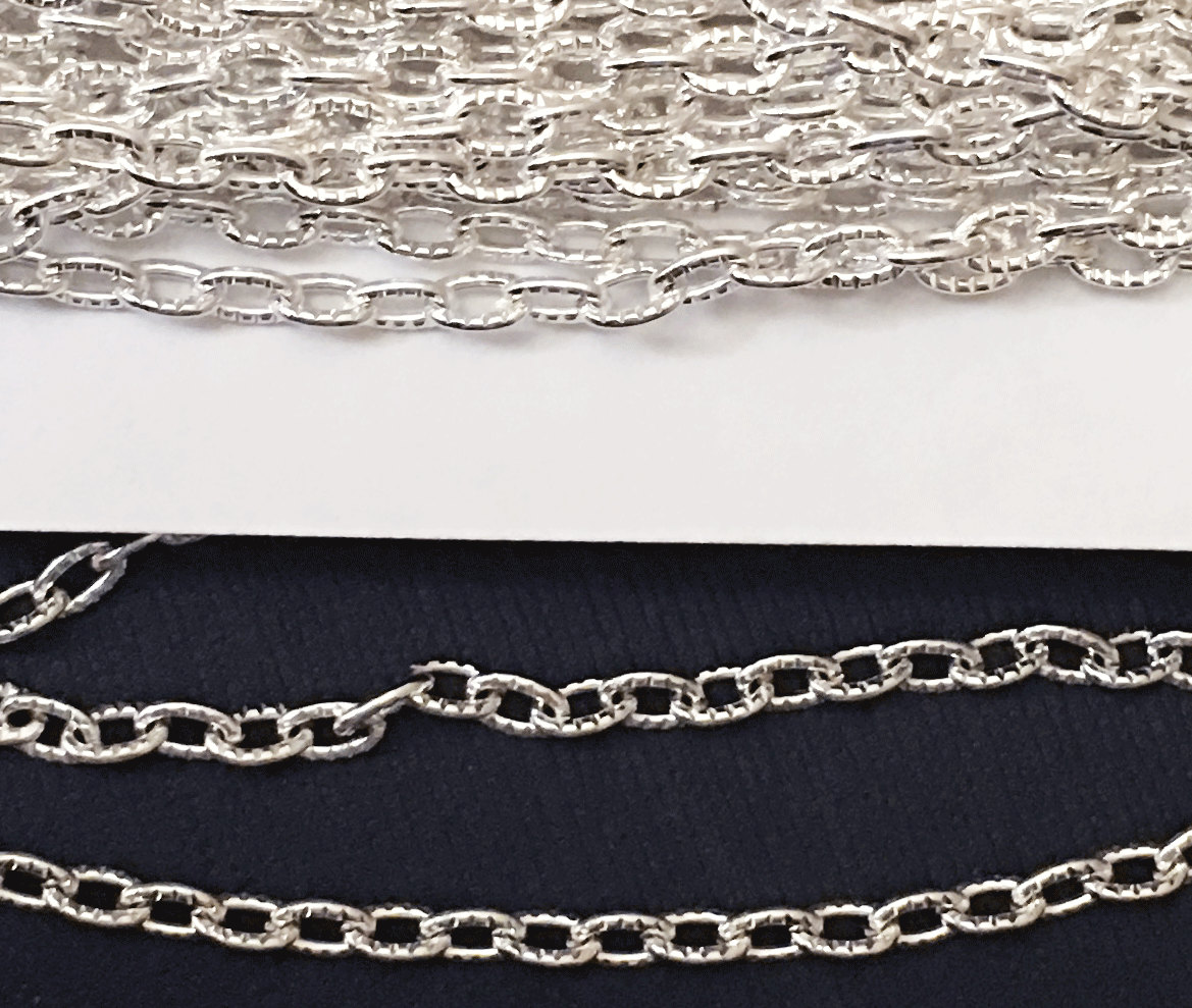 45 Ft Silver Plated Texture Cable Chain: Steel Jewelry Making (3x5mm ...