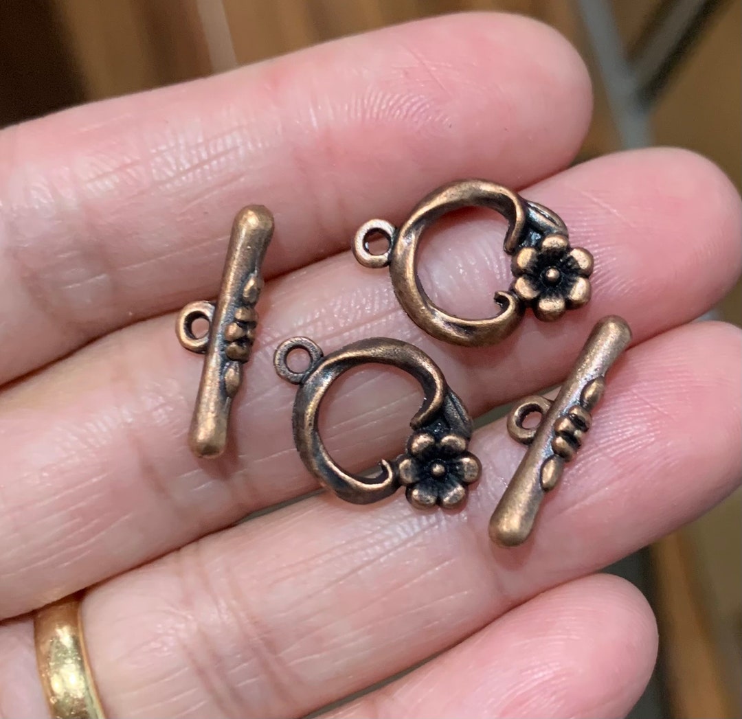 20 Sets Antiqued Copper Small Toggle Clasps With Flower - Etsy