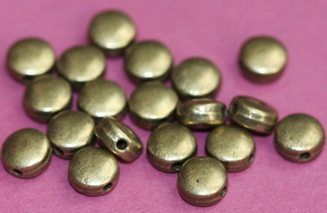 50 Pcs Antique Brass Finished Puff Coin Spacer Beads 6x3.5mm - Etsy