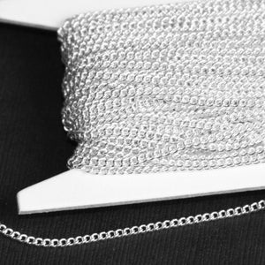 10ft Silver Finished Small Curb Chain 2.2 Mm - Soldered Links, Thick ...