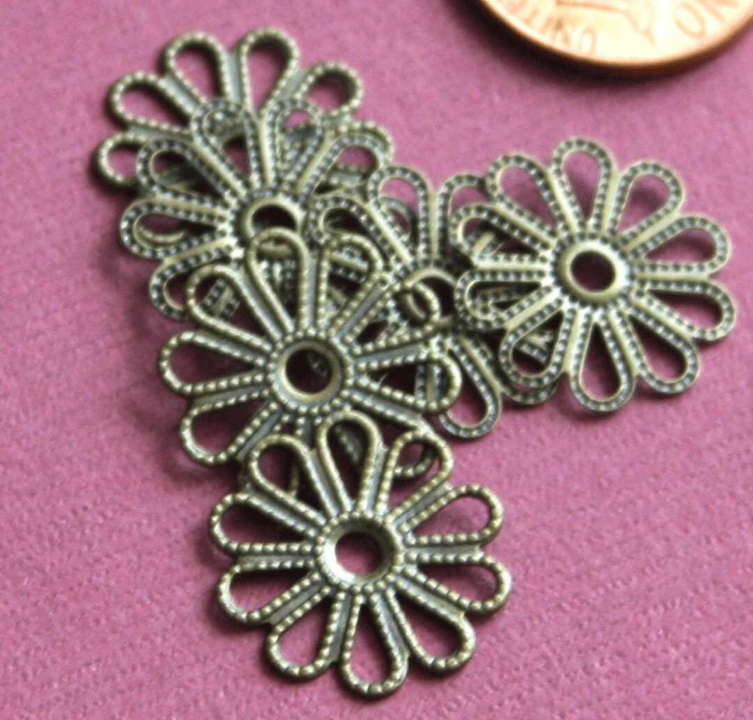 40 Pcs Antique Brass Filigree Flower Links 16mm - Etsy