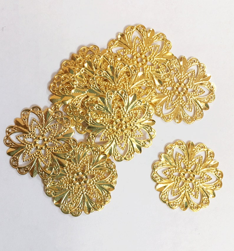 Gold Plated Brass Filigree Flower Focal 20mm Gold Filigree | Etsy