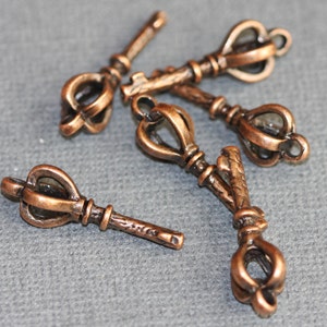 6 Antiqued Copper Finished Key Charm 26x9mm - Etsy