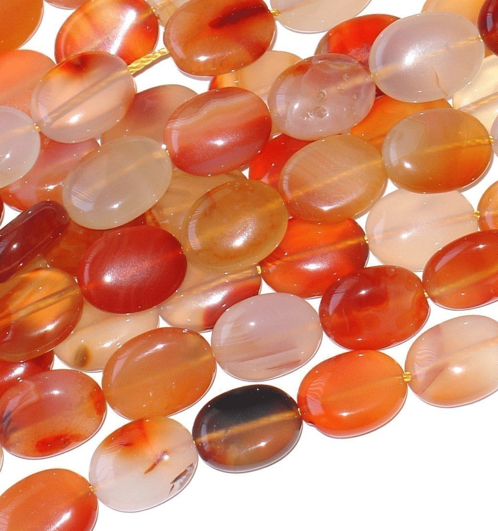 15-16 Inch Strand Red Agate Flat Oval Beads 13x18mm - Etsy