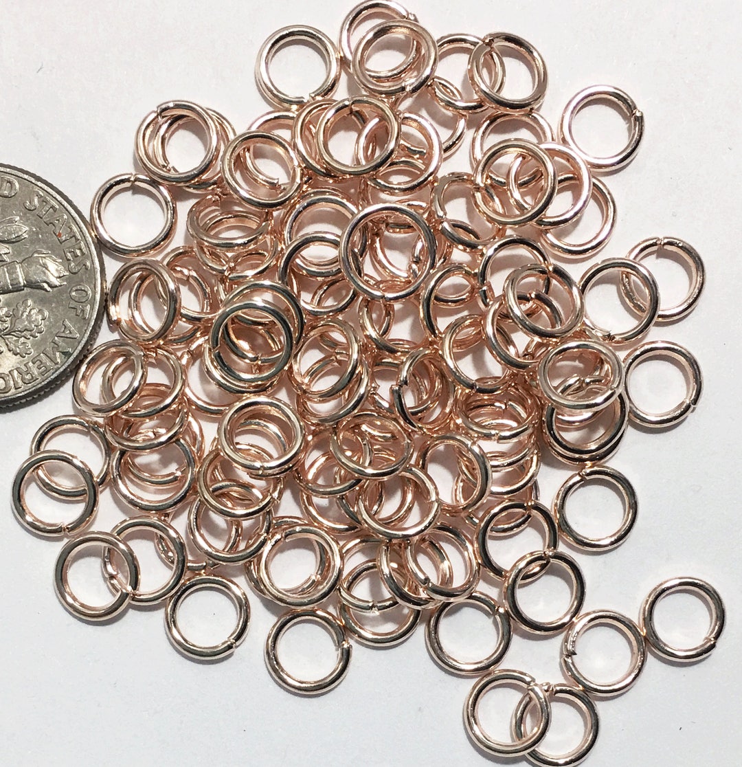 100 Pcs of Rose Gold Color Steel Jumprings 6mm, 18 Gauge, Open ...