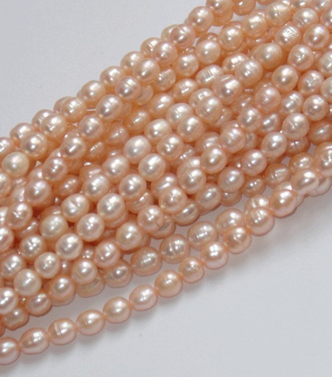 16 in Strand Cultured Freshwater Rice Pearls Peach 7-8mm - Etsy