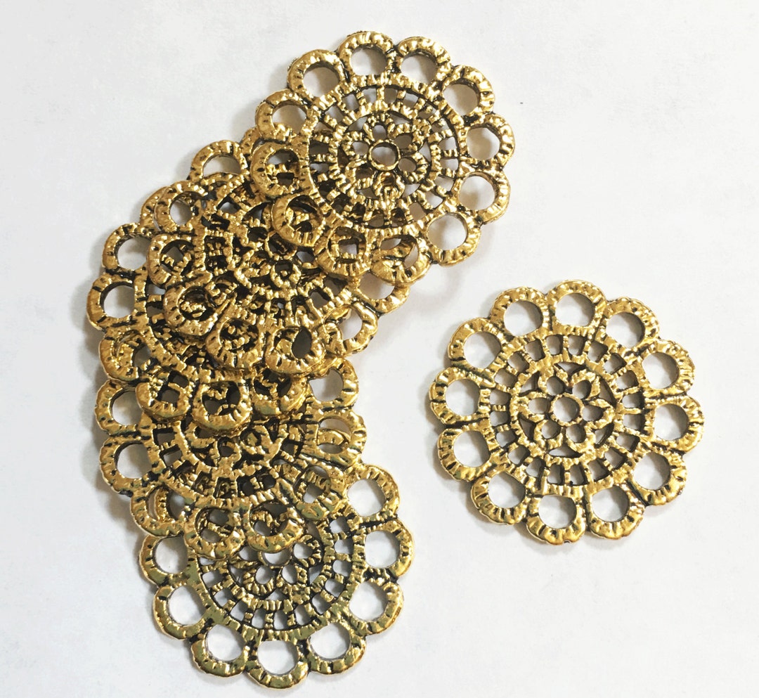 10 Antique Gold Flower Connectors: Double Sided, 24mm - Etsy