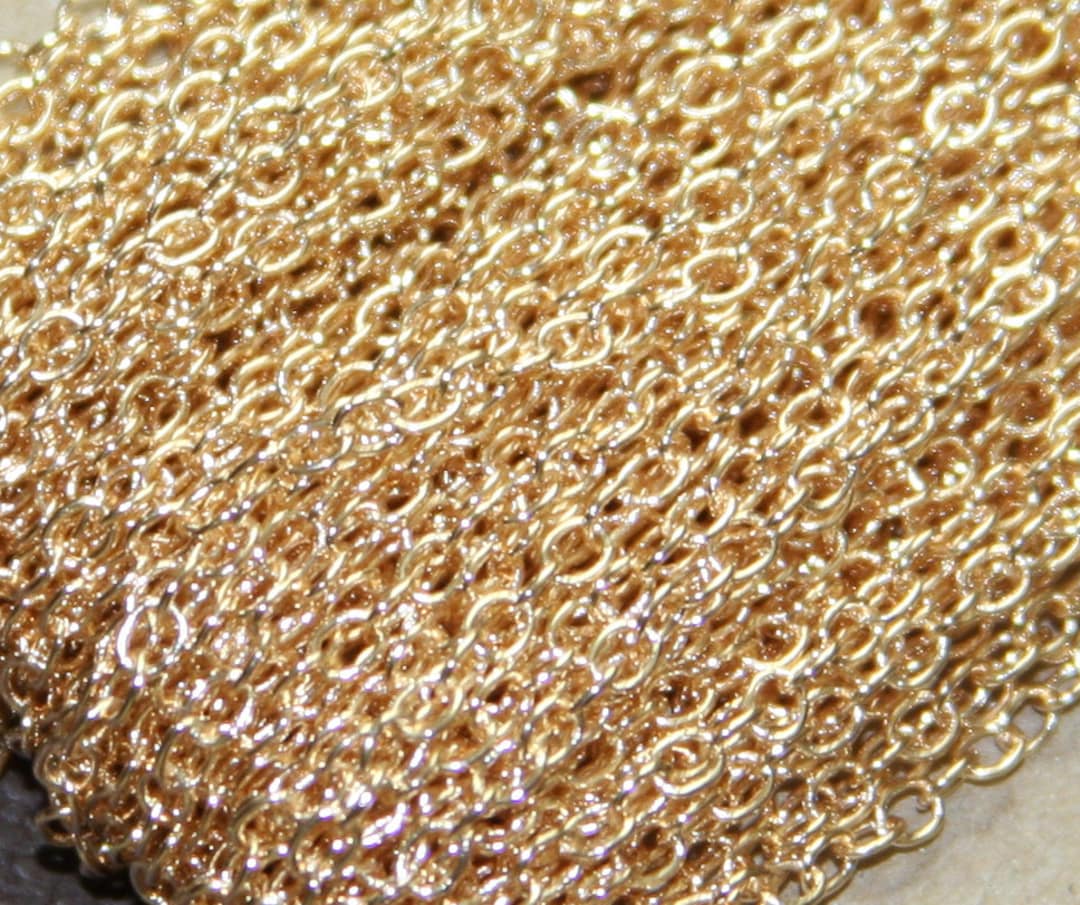 32 Ft Gold Plated Small Cable Chain,round Cable Chain 2x2.5mm, Small ...